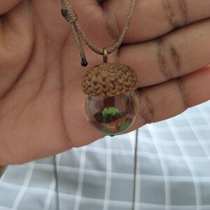 Acorn Mushroom Frog Terrarium Necklace Goblincore Necklace - Etsy
