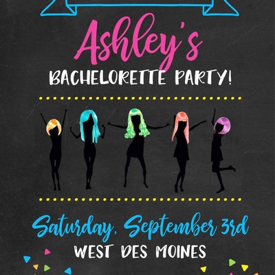 Neon Wiggin' Out Bachelorette Party Invite With Itinerary also ...