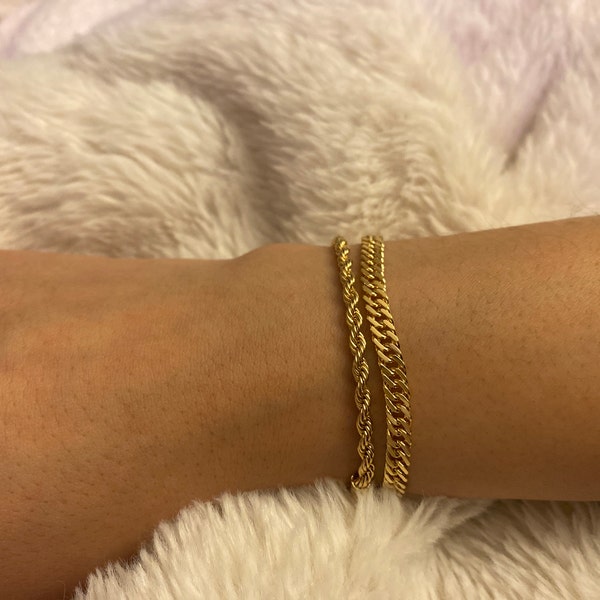 18K Gold Chain Bracelet, Gold Filled Bracelet, Gold Bracelets ...