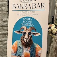 Punjabi Wedding Week Sign: Goat Meat Party, Bakra Jersey Night, Custom ...