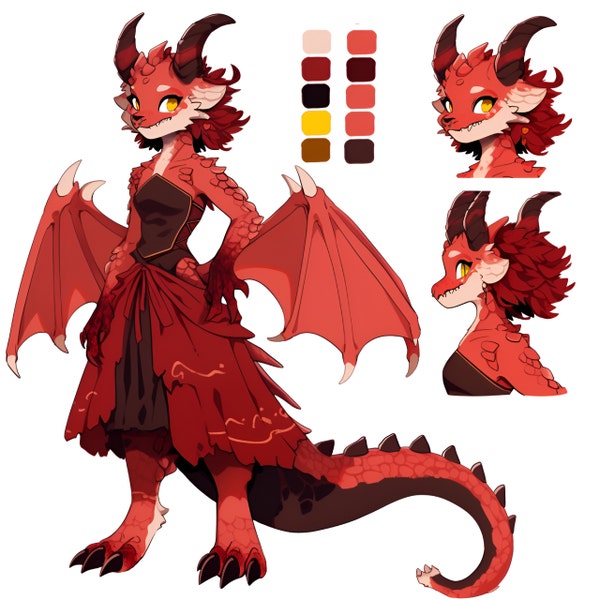 Fursona Adopt Build a Scalie: Dragon Lizard Character Ref Sheet Commission, Scalie Art Detailed ...