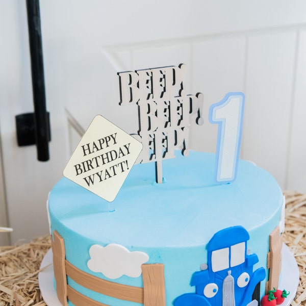 Beep Beep Cake Topper - Unfinished Wood Cake Topper - Birthday Party ...