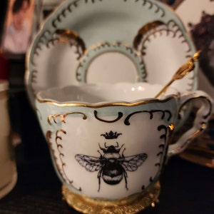 Gorgeous Black and Gold Tea Set, Bat, Cat, Crow and Moth Design ...