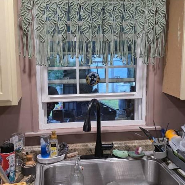 Macrame Leaf Valance:boho Window Curtain, Macrame Leaves Valance ...