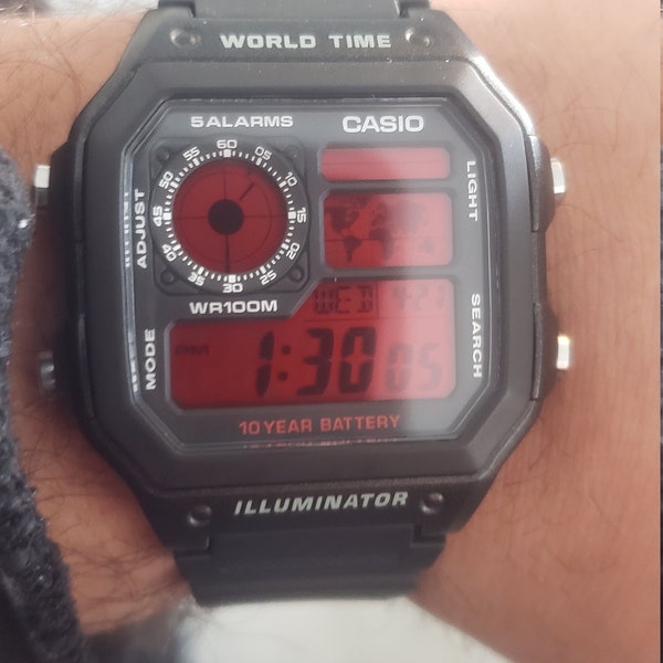 Custom Casio World Time Watch, Silver, Black, Gold With Color Screen ...