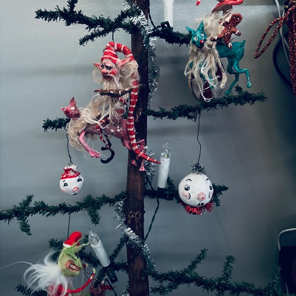 Hand Sculpted Primitive Creepy Halloween Vintage Style Wicked Witch ...