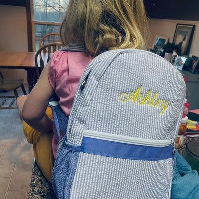 Personalized Baby Backpacks Monogrammed Toddler Backpacks Seersucker ...