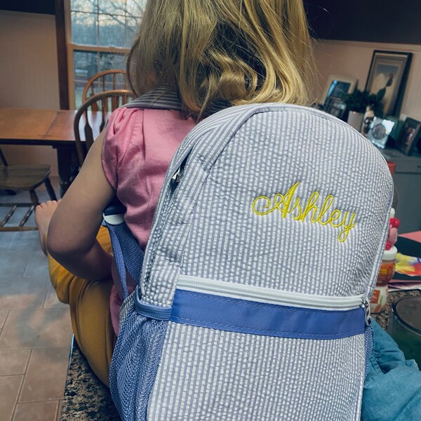Personalized Baby Backpacks, Monogrammed Toddler Backpacks, Seersucker ...