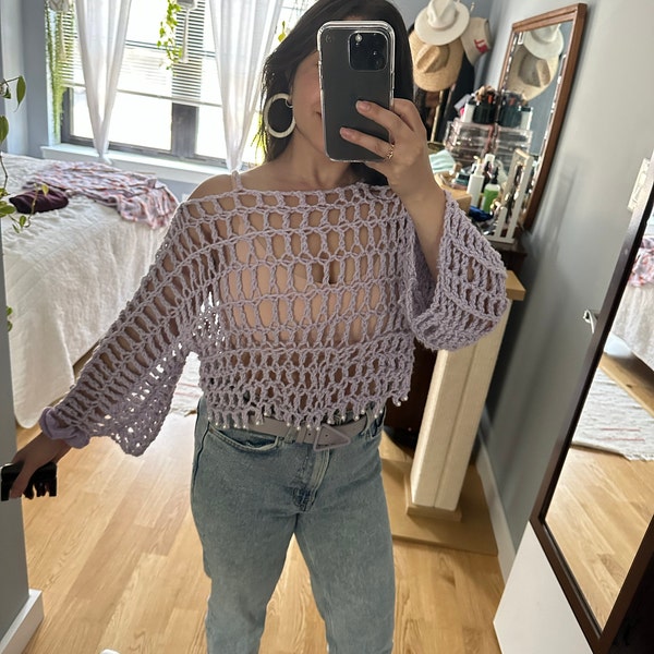 Mesh Crochet Top, Mesh Long Sleeve Top Crochet Pattern - Etsy