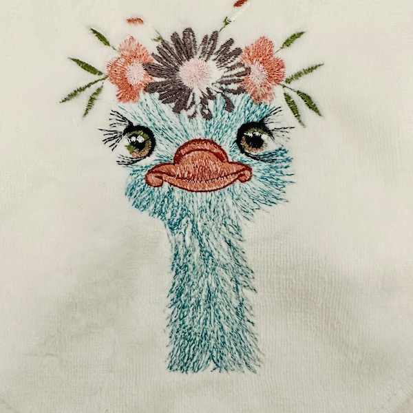 Machine Embroidery Ostrich With Flowers. Bird Machine Embroidery Design ...