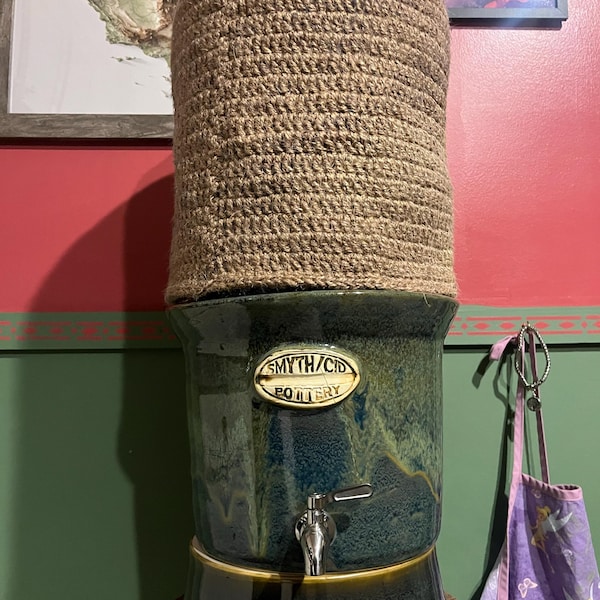 Crochet 5-gallon Water Jug Cover, Handmade Decorative Jute Cover for 18 ...