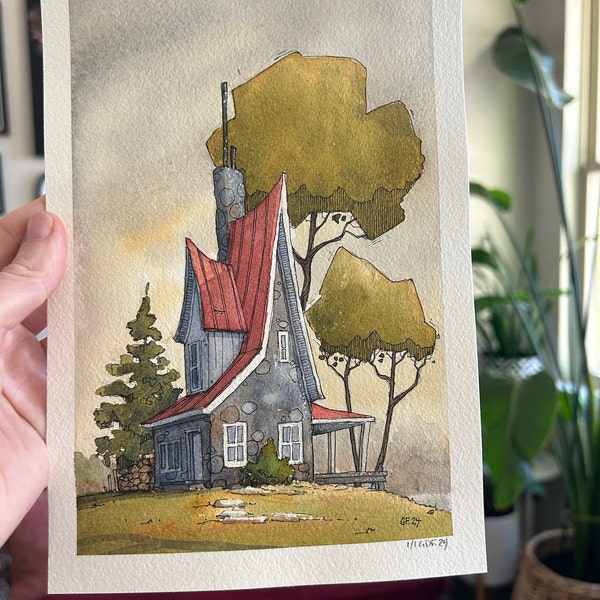 Watercolor PRINT- Gary Frederick. Line and Wash. 5/25. 8"x 10 ...