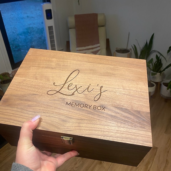 Baby Memory Box, Baby Keepsake Box, Walnut Personalized Keepsake Box ...