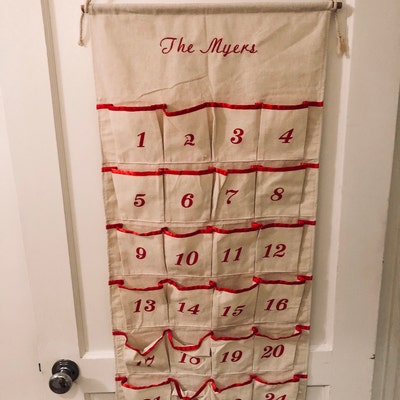 Custom Embroidered Wall Fabric Canvas Hanging Advent Calendar 4ft Tall ...