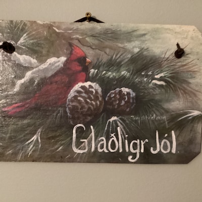 Chickadee Welcome Slate Painting, Door Hanger, Welcome Sign, Hand ...