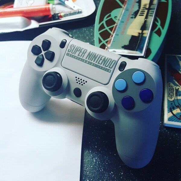 Custom SNES Super Nintendo Playstation 4 PS4 Dualshock 4 Controller - Etsy
