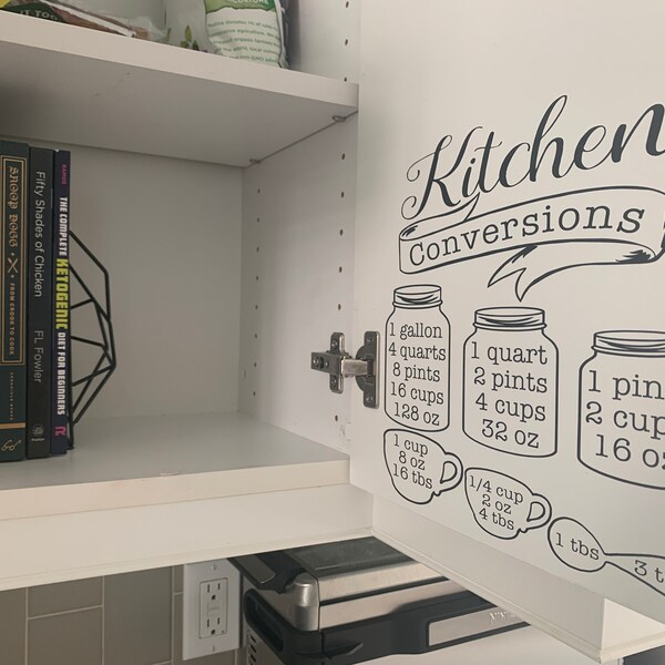 Kitchen Conversion Chart Decal for Your Kitchen for Measurements With ...