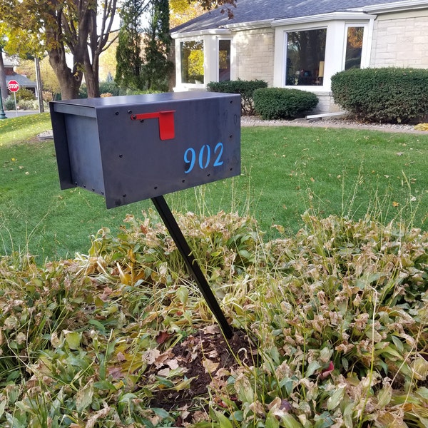 Custom Steel Mailbox - Metal Address Mail Box With Personalized Numbers ...