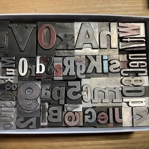 Lot of 50 Large Antique VINTAGE Metal LETTERPRESS Print Type Block ...