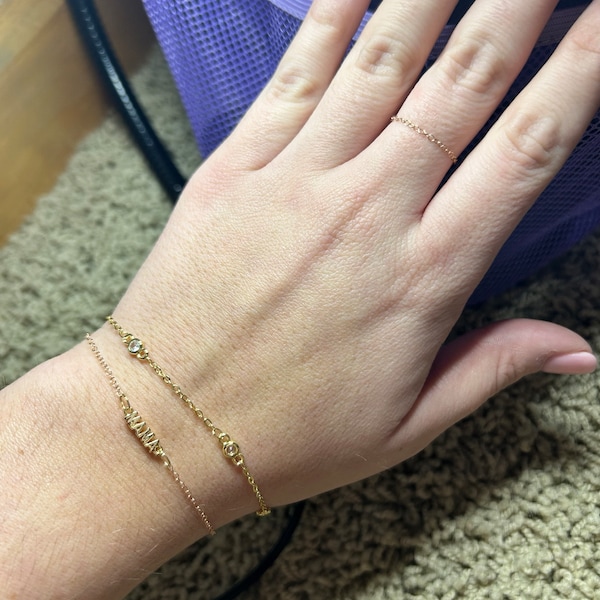 Dainty Mama Charm Connector, 16k Gold Filled Mama Script Link Connector ...