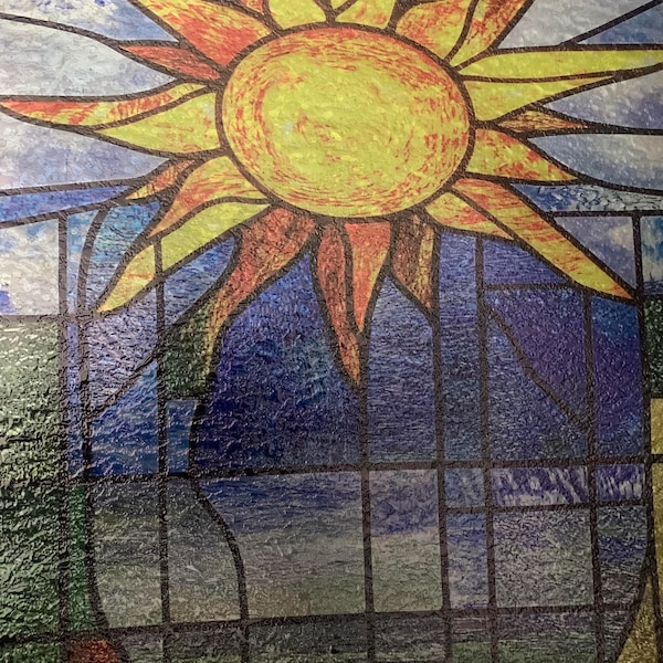 Custom Size Stained Glass Privacy Window Panel Elegant Blue and White ...