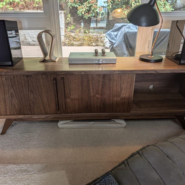 Walnut TV Stand MCM Media Console Mid Century Modern Credenza Handmade ...