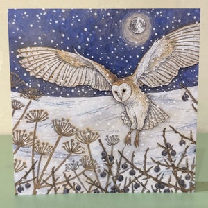 Winter Owl Card, Wildlife Christmas Card - Etsy