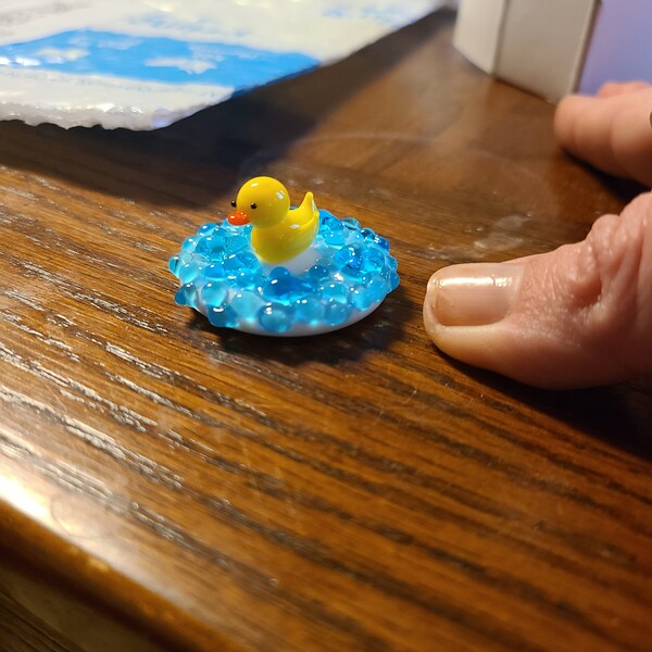Handmade Lampwork Glass Duck Figurine, Rubber Ducky in a Tub, Micro ...