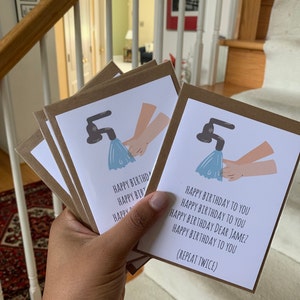 Happy Birthday Hand Washing Card Personalized Writing This - Etsy