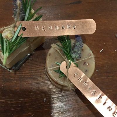 Personalised Name Tags, Copper Name Tag, Hand Stamped Place Card, Hand ...