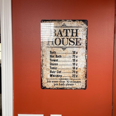 Metal Sign, Bathroom Sign, Bathroom Decor, Bath House, Rustic Wall ...