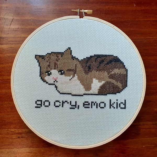 Cat No Like Banana Meme - Funny, Modern, Subversive Cross Stitch ...