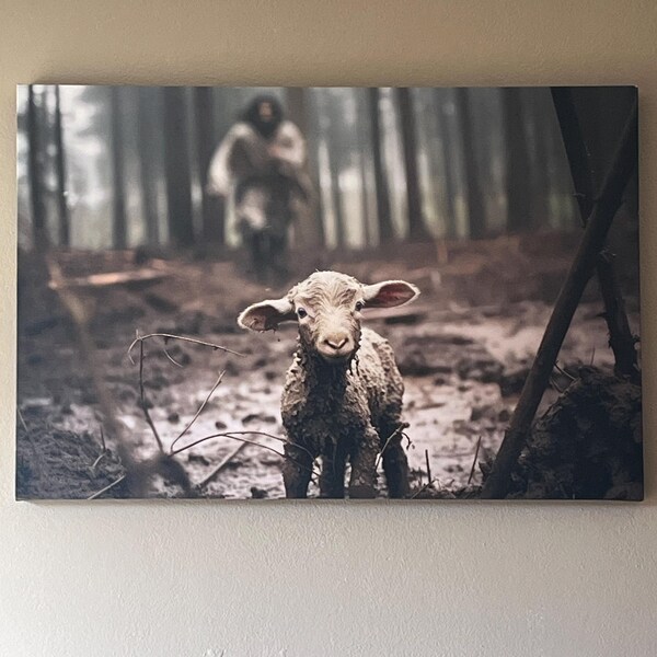 Poster the Good Shepherd With Lamb Dirty Jesus Rescuing the Lamb Wall ...