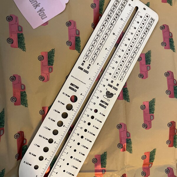 Knitting Ruler With Gauge Swatch Ruler and Needle Sizes - Perfect for ...