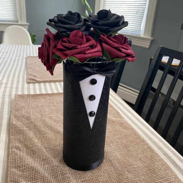 Tuxedo Vase Centerpiece Set: Groomsmen Bachelor Party Decor - Etsy ...
