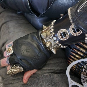 Massive Heavily Spiked Gauntlet Genuine Leather Handmade Warrior Battle ...