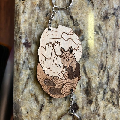Interlocking Fox and Wolf Couple Keychains Friendship or Relationship ...
