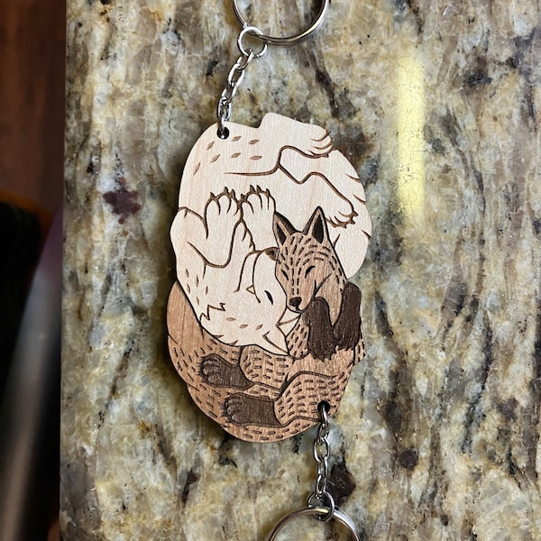 Interlocking Fox and Wolf Couple Keychains - Friendship or Relationship ...