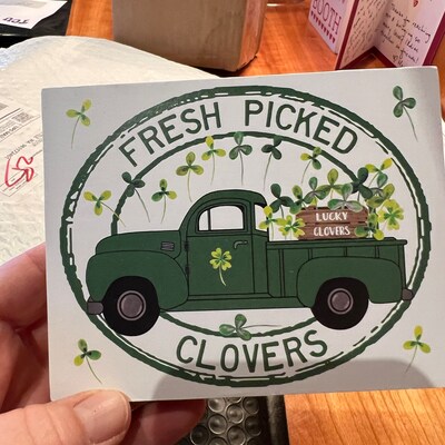 Fresh Picked Clovers Vintage Truck Wooden Block Sign St. - Etsy