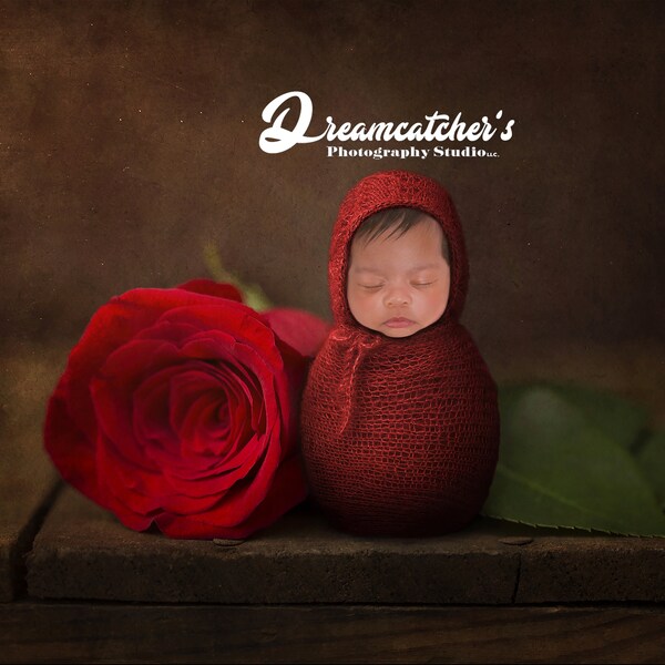 Newborn Digital Background Valentine Rose Wrapped Unique Floral Red ...