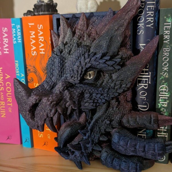 Dragon Book Nook 3D Printed Choose Color Fantasy Horror Book Shelf ...
