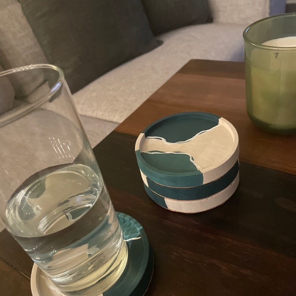 Oval Concrete Tray- Sage Green Abstract Design| Jewelry Dish ...