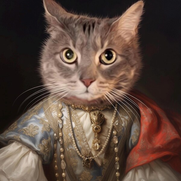 Custom Royal Cat Portrait, Renaissance Cat Painting, Pet Lovers Gift ...