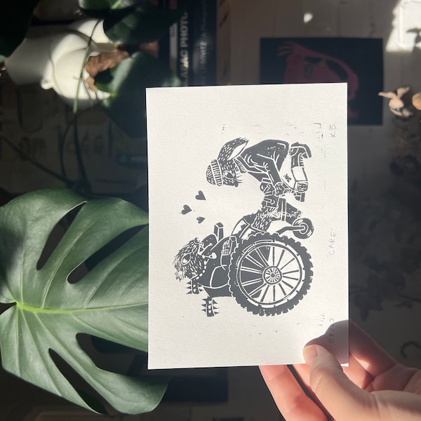 Handprinted Dog Lino Print With Pastel Details i Am Not a Violent Dog 8 ...