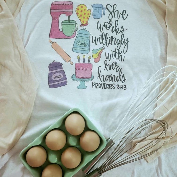 Baker Sublimation PNG Design | Baking Design | Proverbs 31:13 | Hand ...