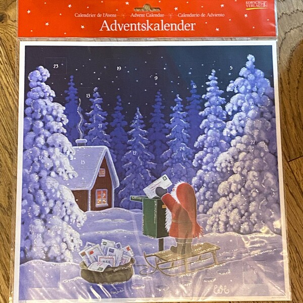 NEW! A4 Size Advent Calendar With Bio Glitter 'tomtes and Sleigh' by ...