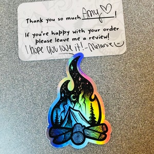 Holographic PNW Campfire Die Cut Vinyl Sticker Camping Stickers ...