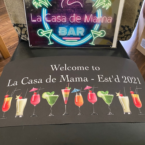 Personalised Bar Sign METAL Plaque Eighties 80s Neon Cocktail Nightclub ...