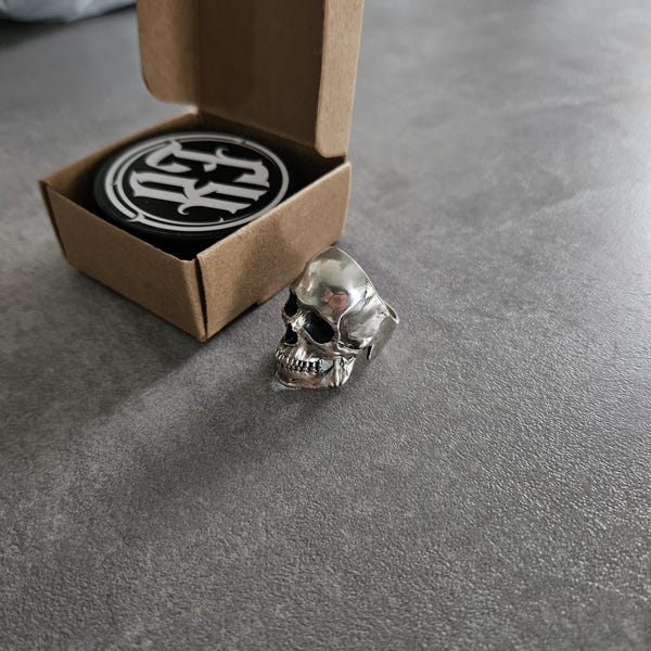 Skull Ring Half Jaw Damaged Skull Sterling Silver Ring - Etsy