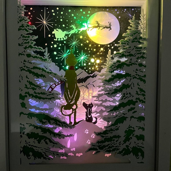 Merry Christmas Shadow Box/lightbox Snow Santa's Cabin - Christmas ...